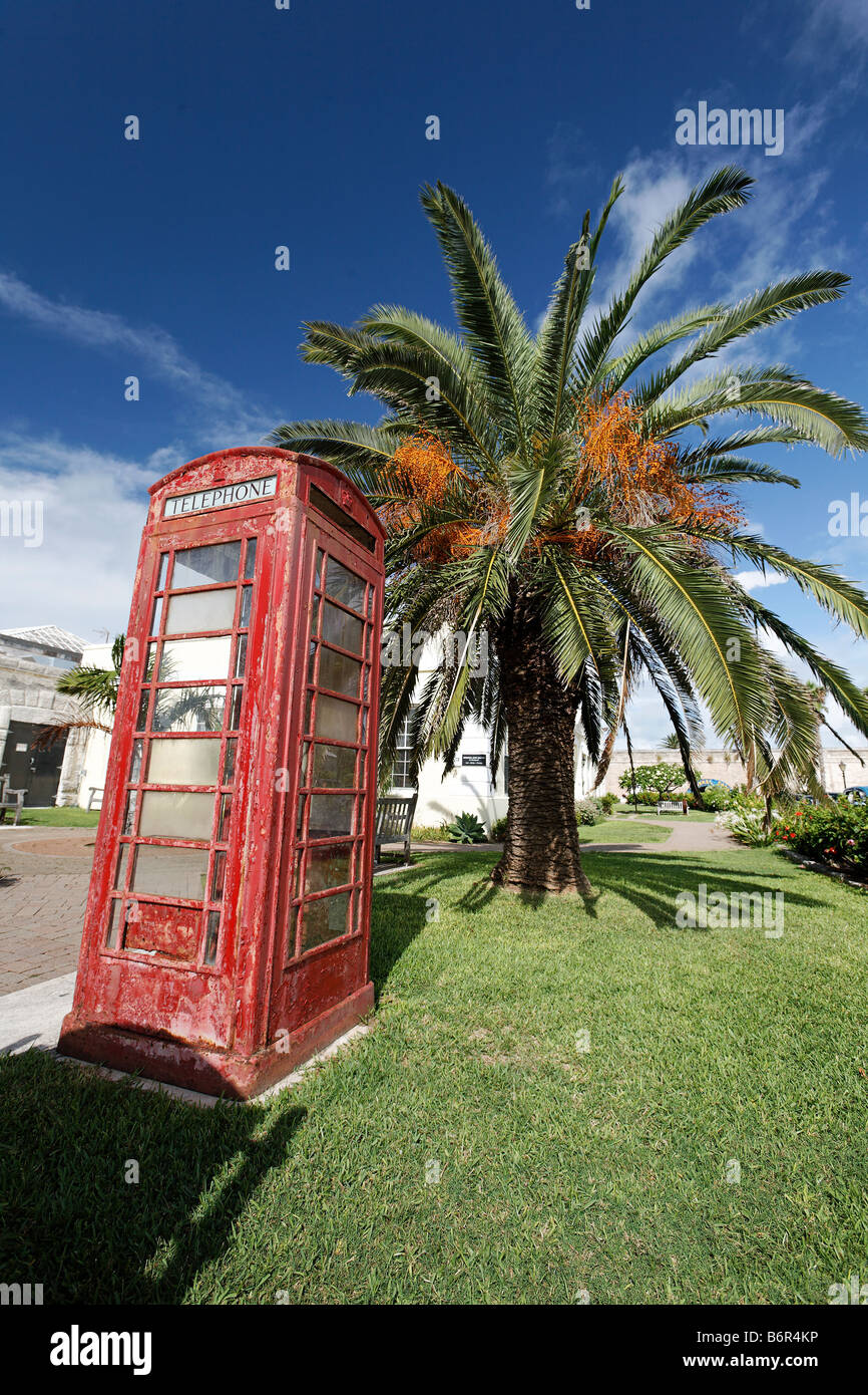 View of a Traditional British Red Phone Booth Bermuda Stock Photo - Alamy