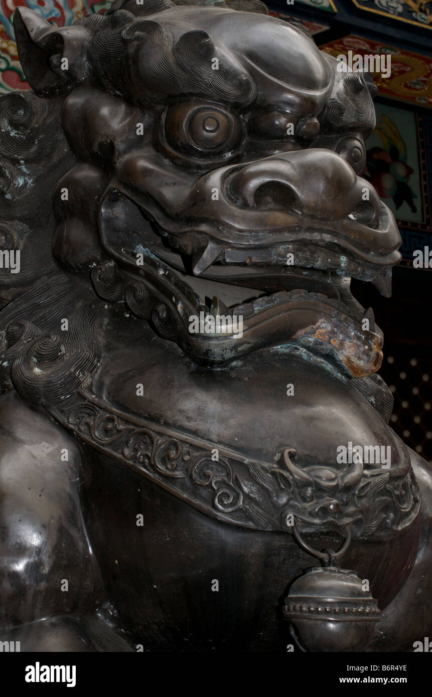 Fierce guardian figure at the Yuen Yuen Institute, Hong Kong Stock ...