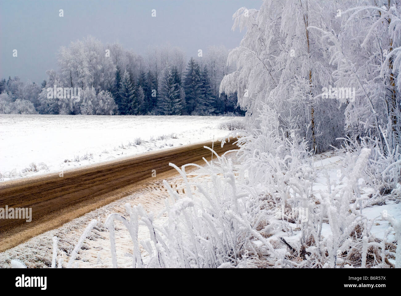 winter unmade road Stock Photo - Alamy