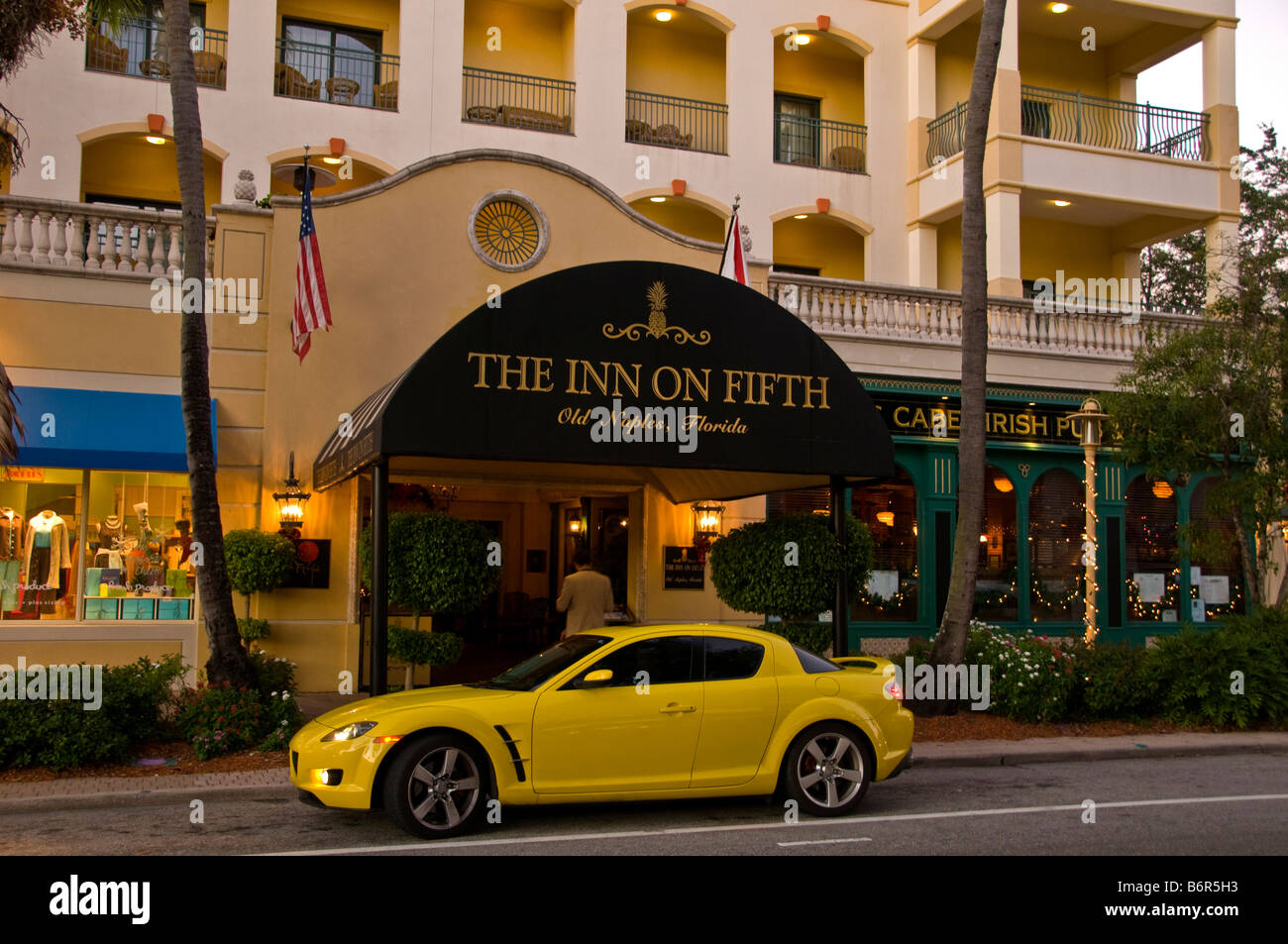 Inn on Fifth yellow sports car Old Naples Florida fl popular hotel with ...