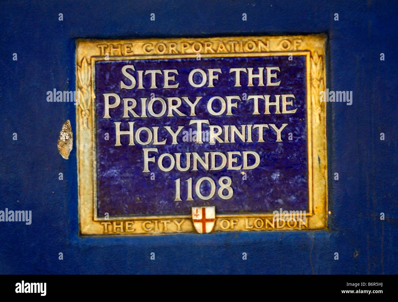 The Holy Trinity Priory Blue Plaque Aldgate London Stock Photo - Alamy