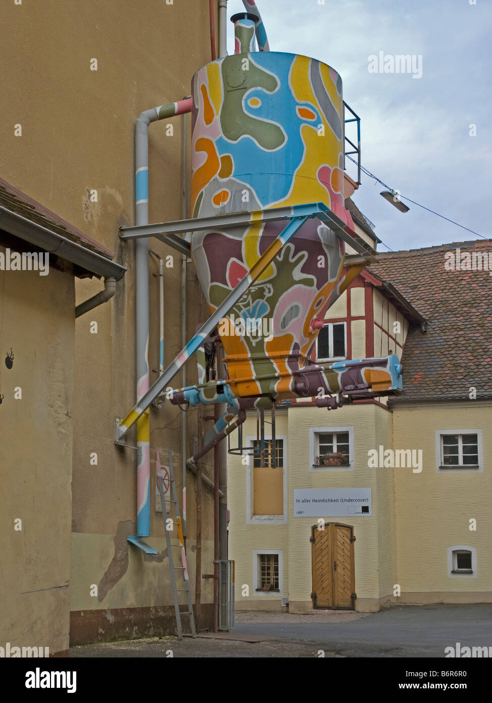 monastery beer brewery couryard with cauldron in the village Weißenohe ...
