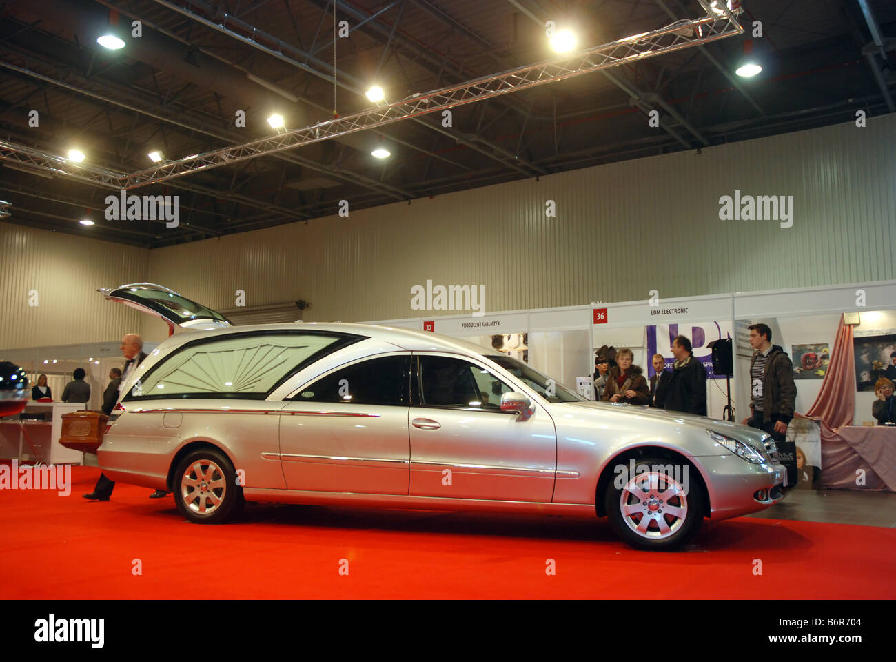 Hearse mercedes car on "Memento" Funeral Expo in Warsaw, Poland Stock ...