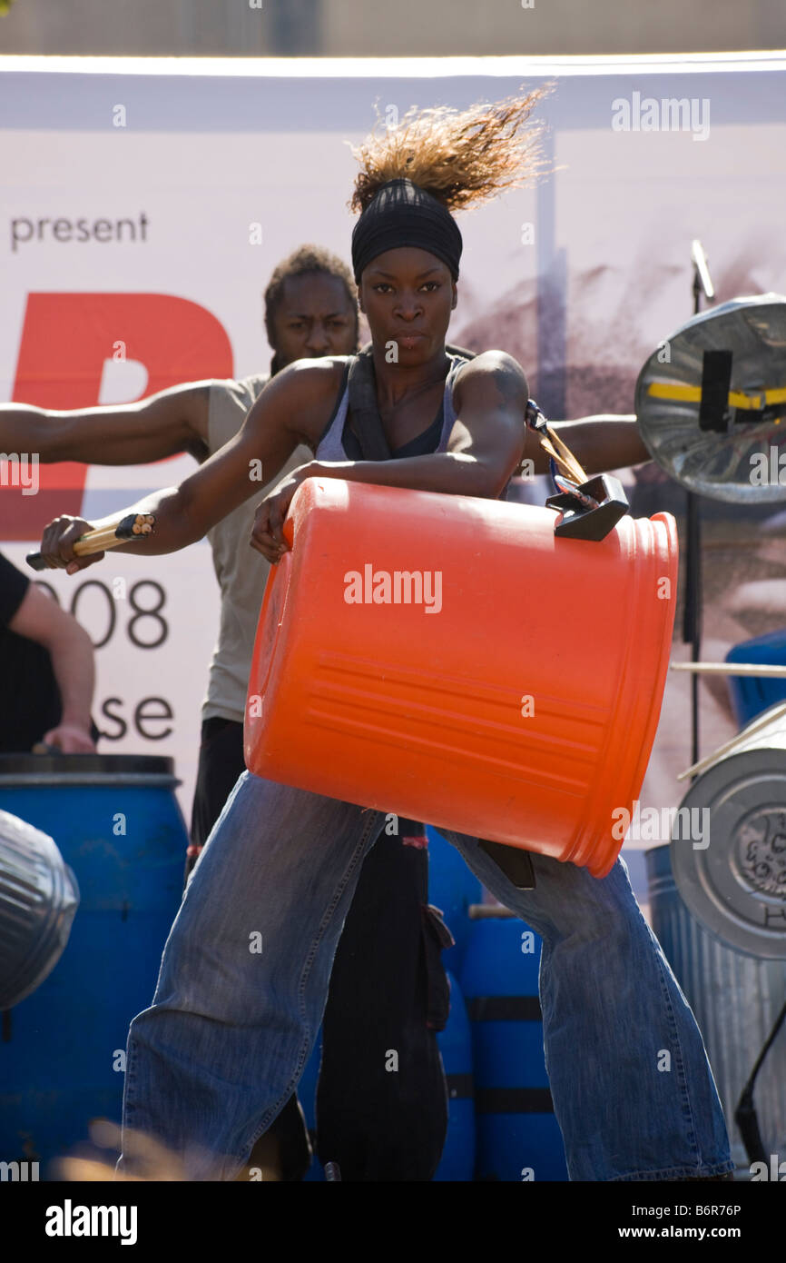 Stomp cast members performing at Cairo American College, Cairo, Egypt ...