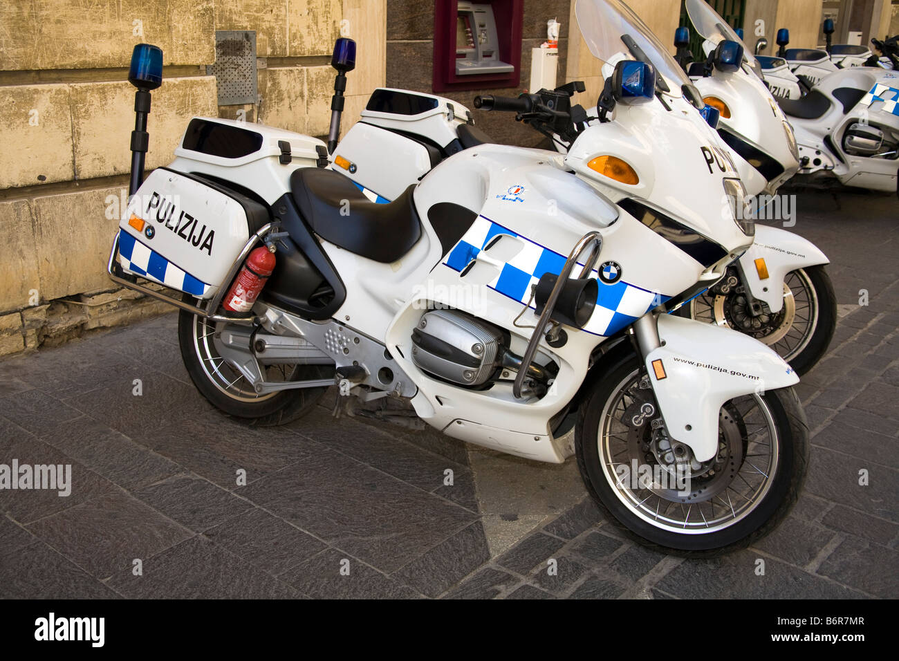 Police motorcycles parked in a street, Valletta, Malta Stock Photo - Alamy