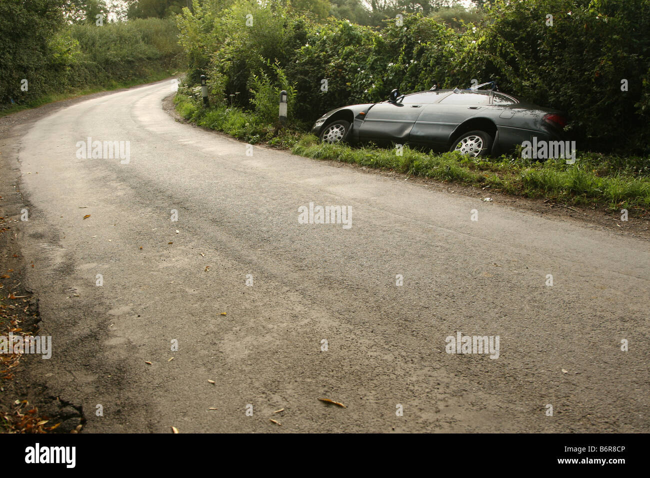 Car accident - In the ditch Stock Photo - Alamy