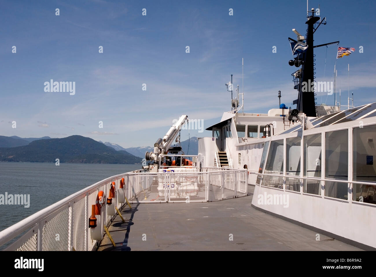 Outside deck of ship or ferry in summer Stock Photo - Alamy