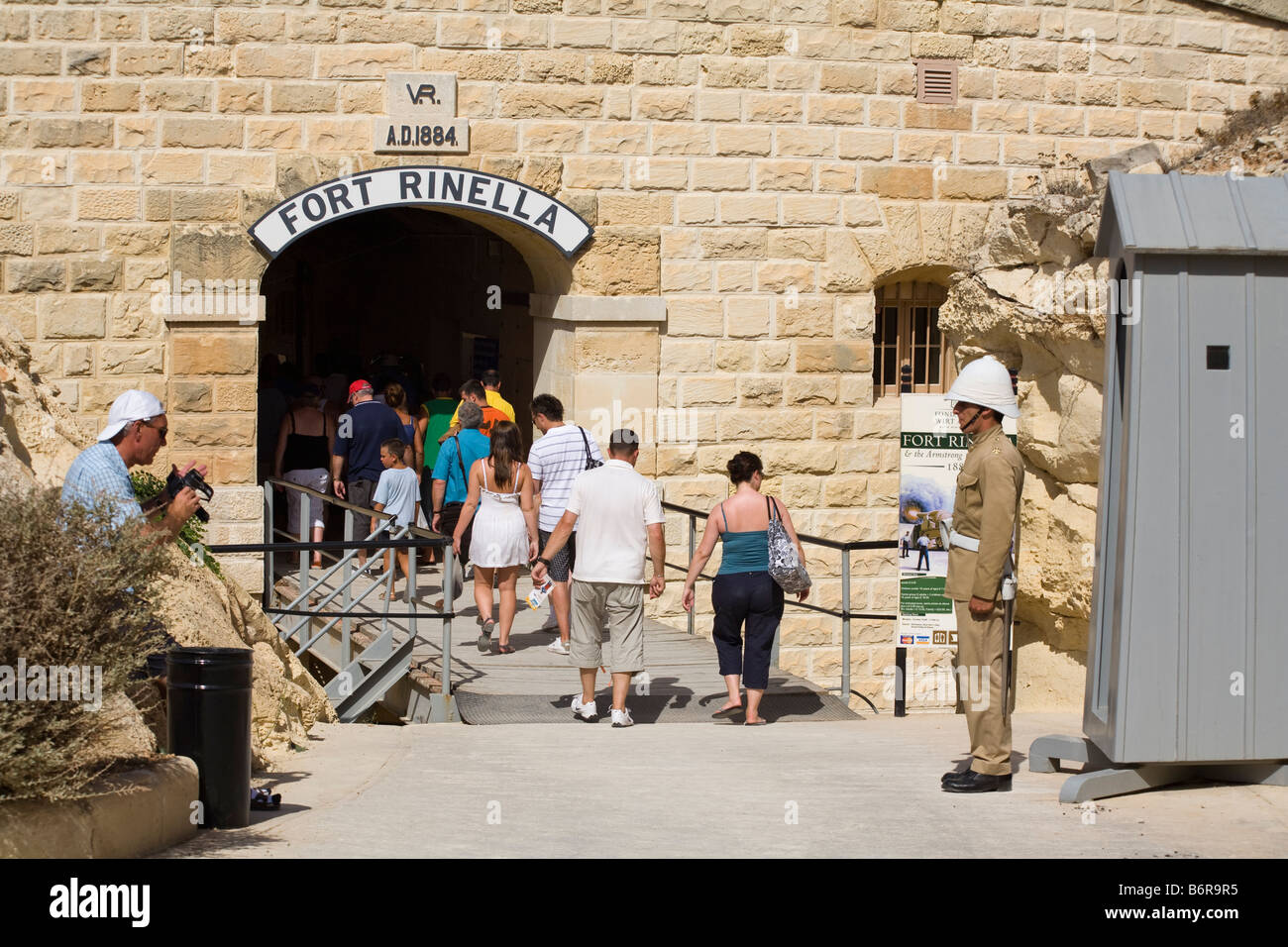 Group of tourists entering Fort Rinella, Fort Rinella, Kalkara, Malta ...