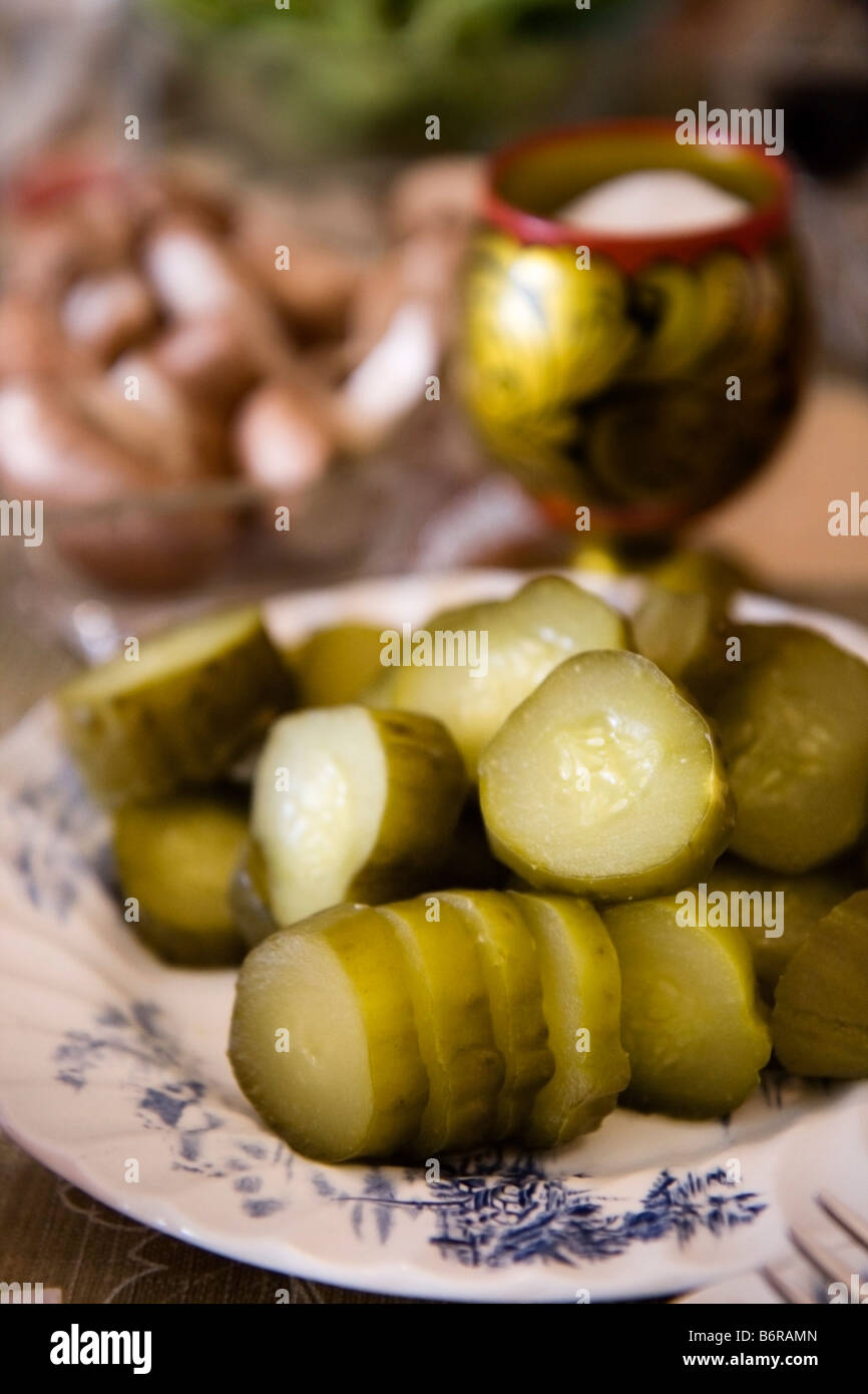 Sliced pickles on a plate Stock Photo - Alamy