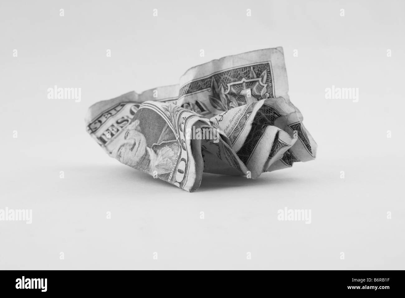 Crumpled American Dollar Bill in black & white Stock Photo - Alamy