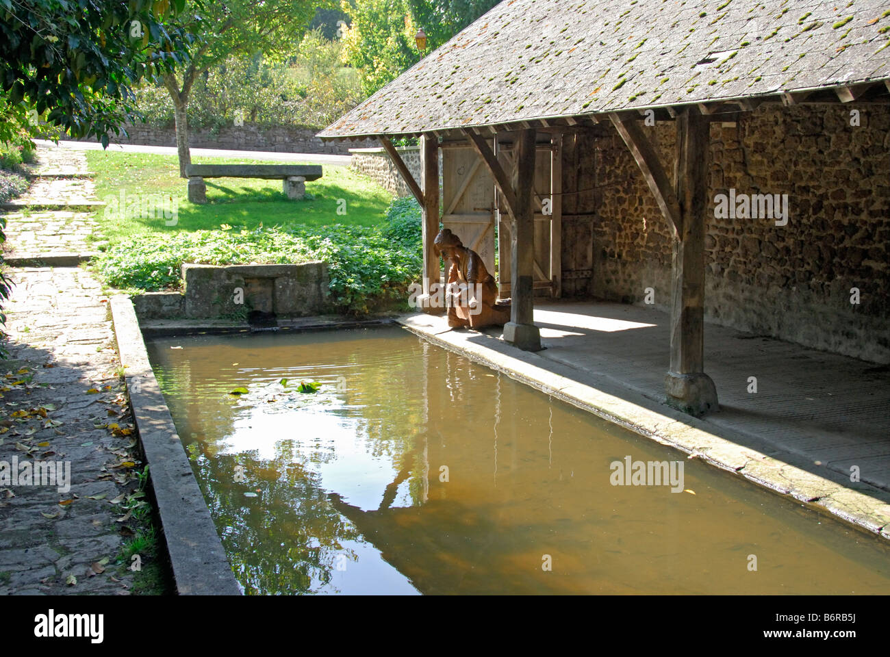 laundry pond and wash house, Chateau Lassay, Normandy, France Stock ...