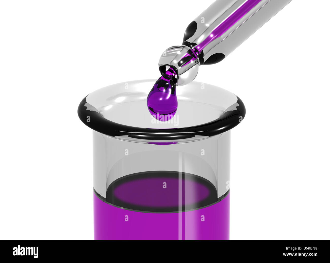 Illustration of a pipette dripping a colored chemical into a test tube ...
