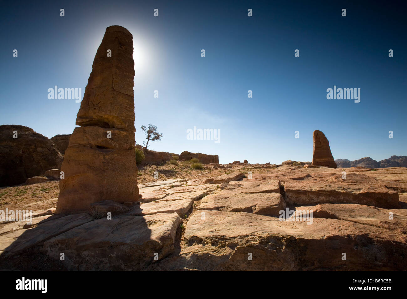View of the two obelisks marking the entrance to the High Place in ...