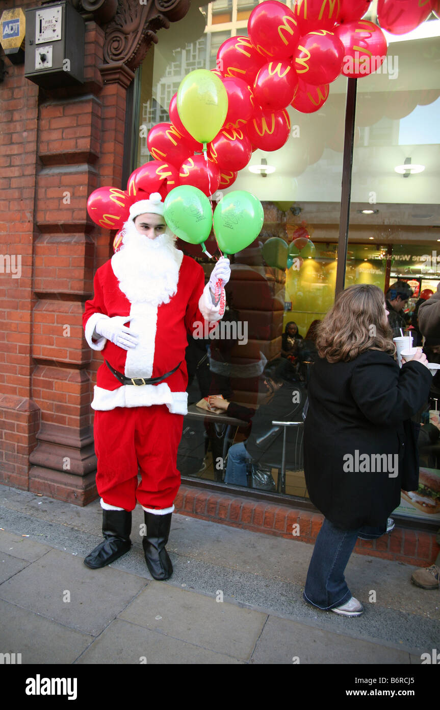 Father Christmas outside McDonald's, London Stock Photo - Alamy