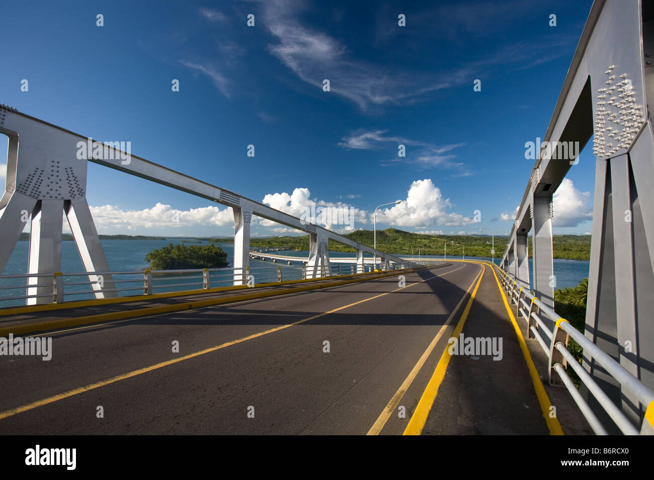Shot of San Juanico bridge, connecting the island of Samar to Leyte ...