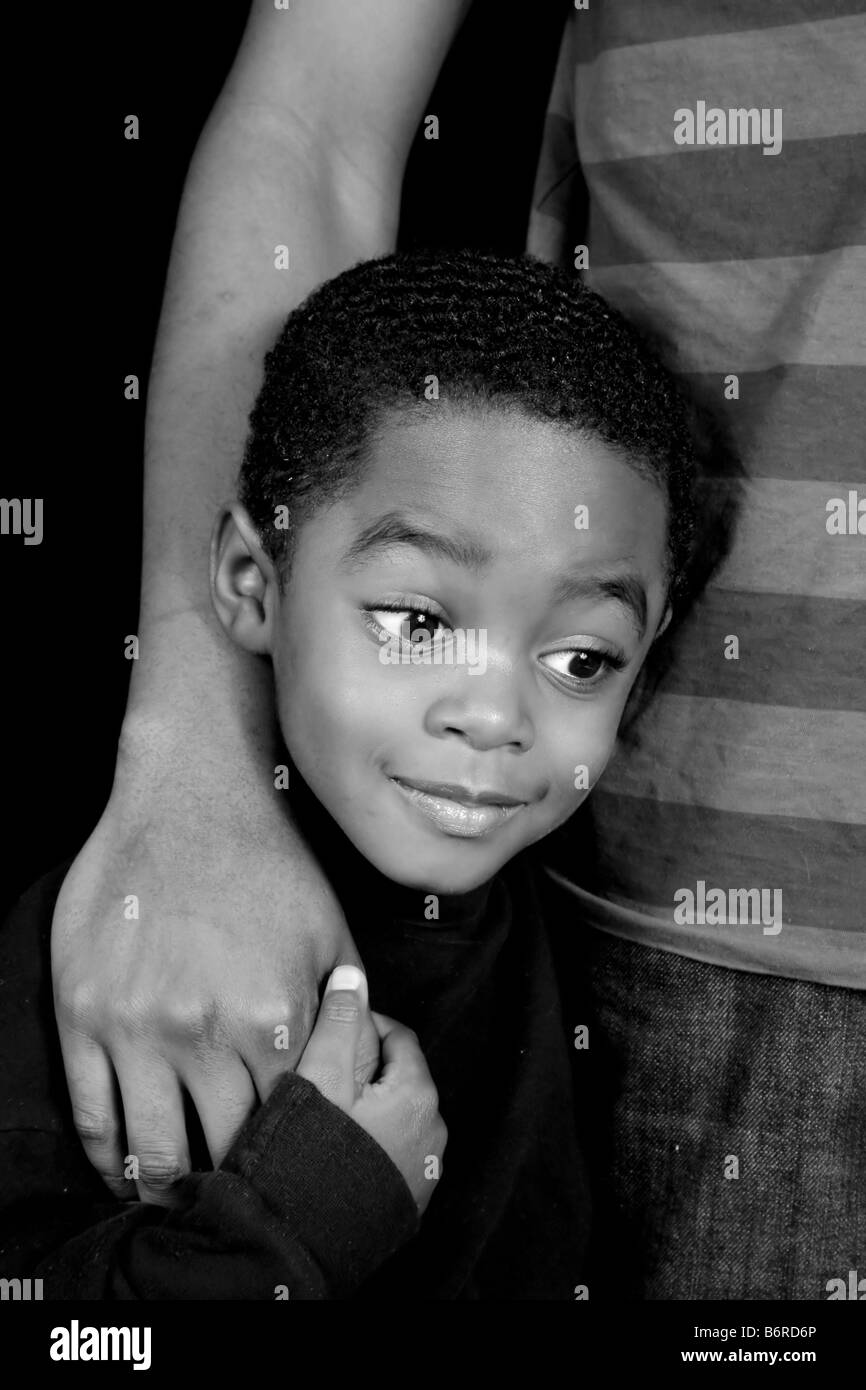 Happy boy in safety Black and White Stock Photos & Images - Alamy