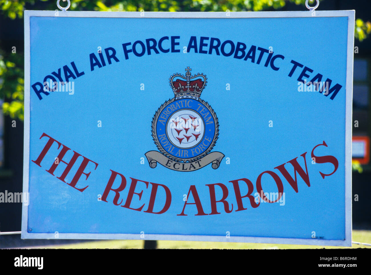 Royal Air Force Red Arrows sign outside airbase Stock Photo - Alamy