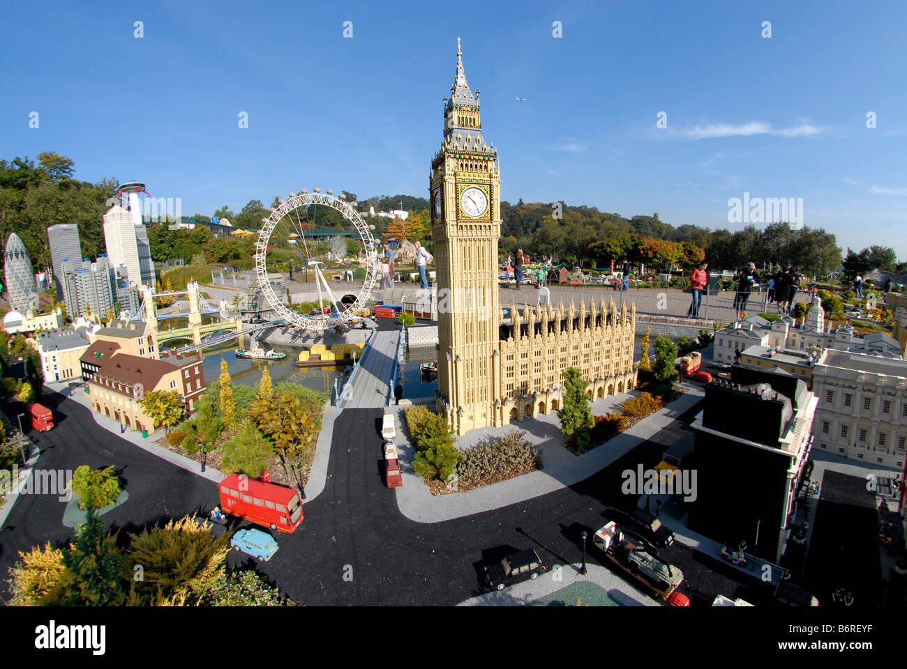 View of Miniland showing central London including models of Big Ben and ...