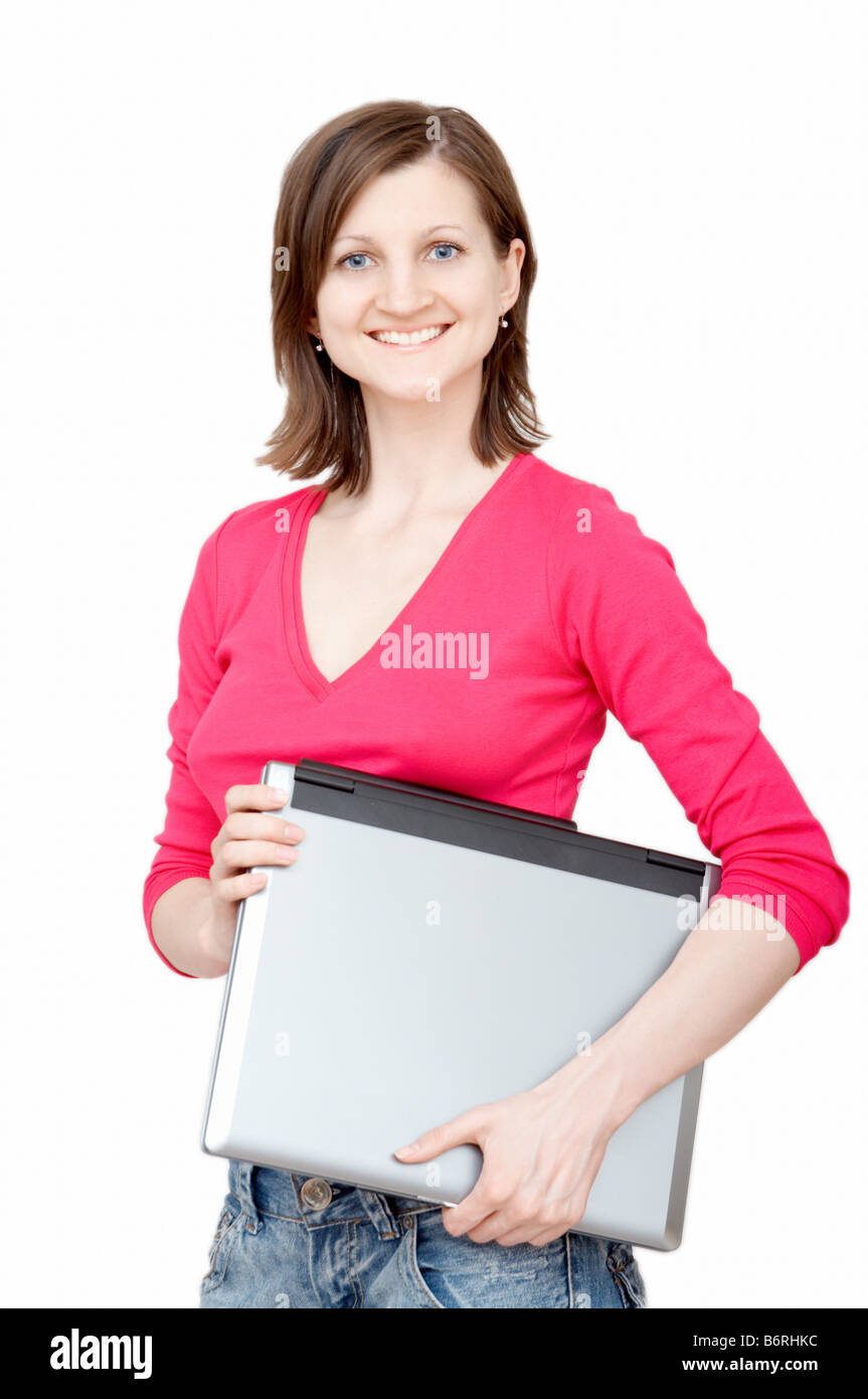University student carrying laptop smiling hi-res stock photography and ...