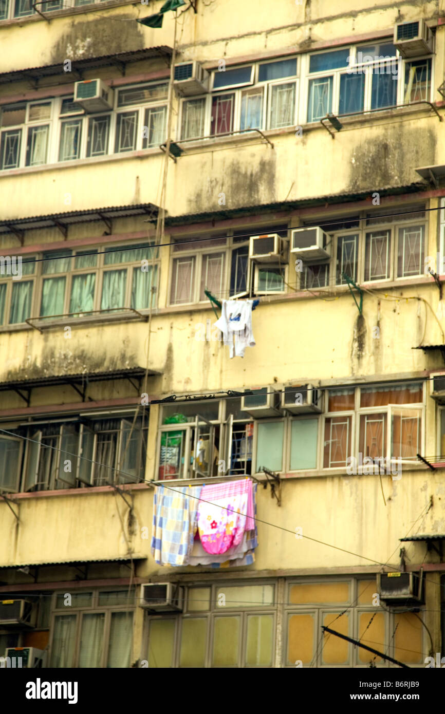elevation of hong kong tenement apartment building Stock Photo - Alamy