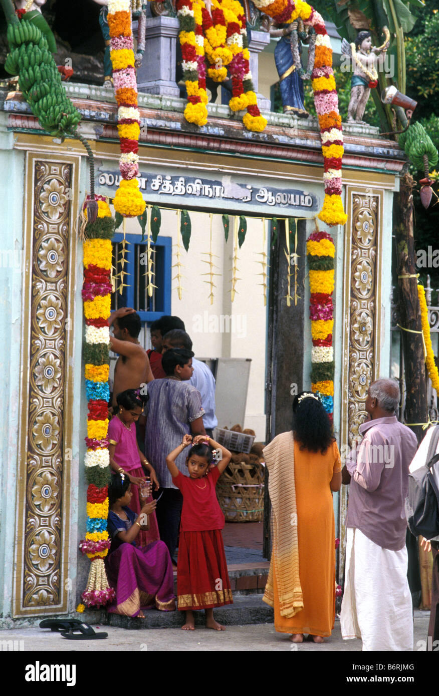 thaipusam festival preparations hindu temple chinatown singapore Stock ...