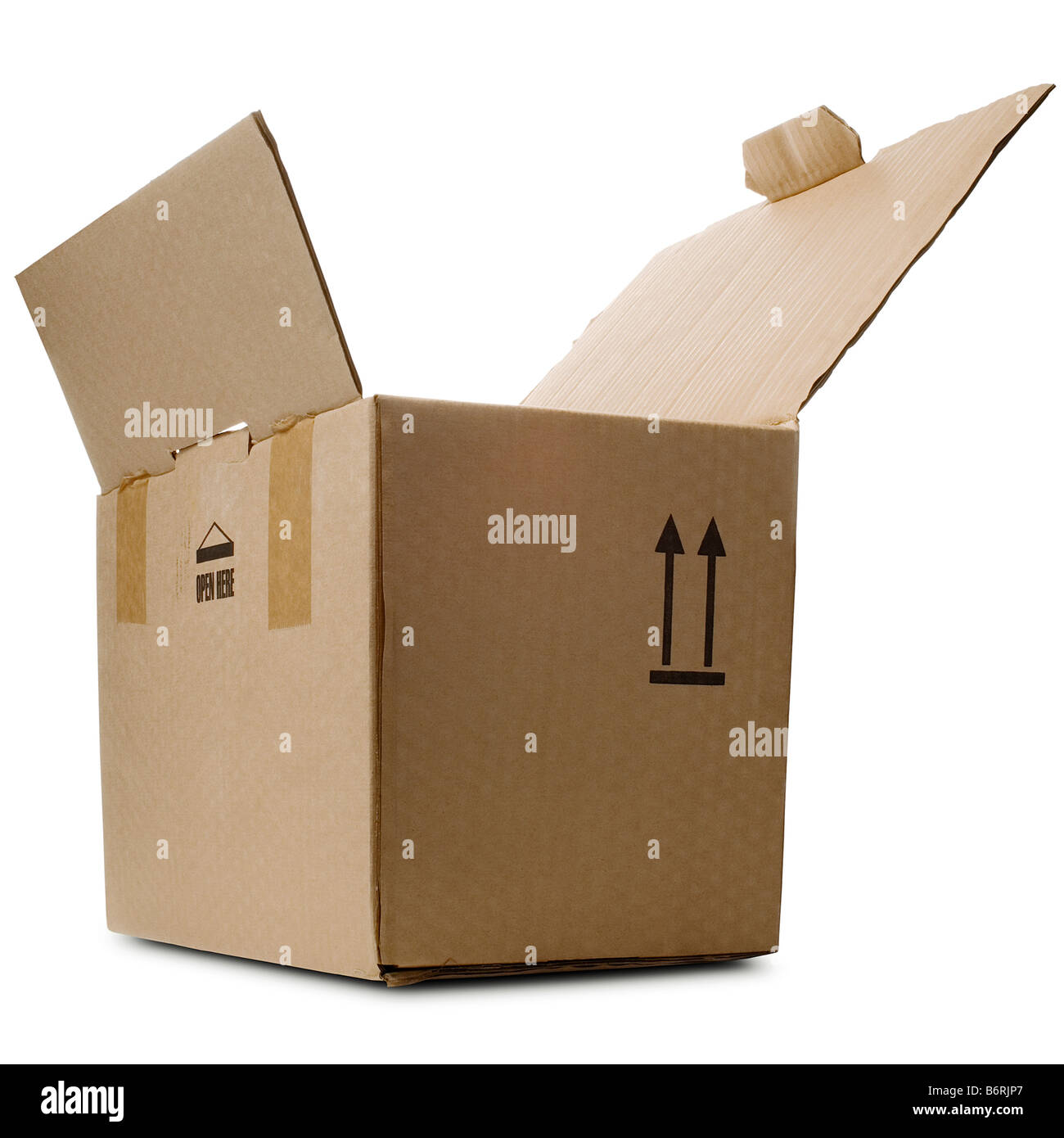 an open cardboard box on white Stock Photo - Alamy