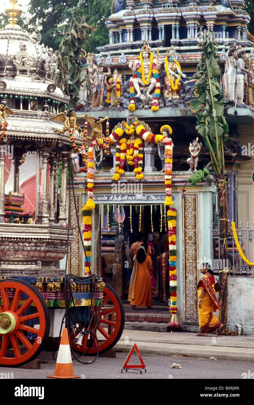 thaipusam festival preparations hindu temple chinatown singapore Stock ...