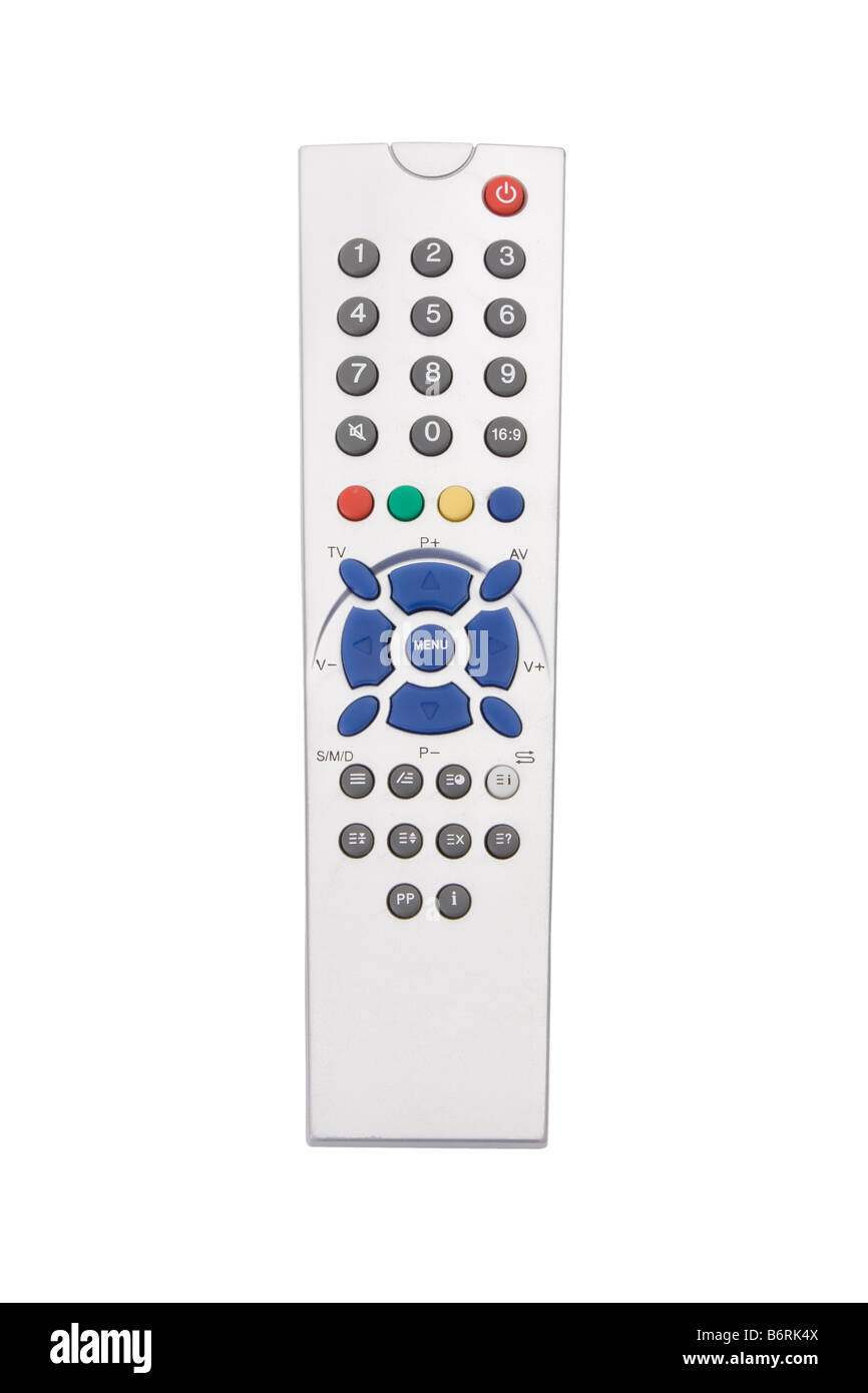 TV remote control isolated on white background Stock Photo - Alamy