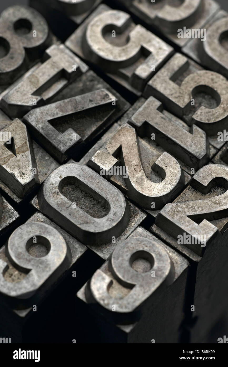 vintage printers lead numbers Stock Photo - Alamy
