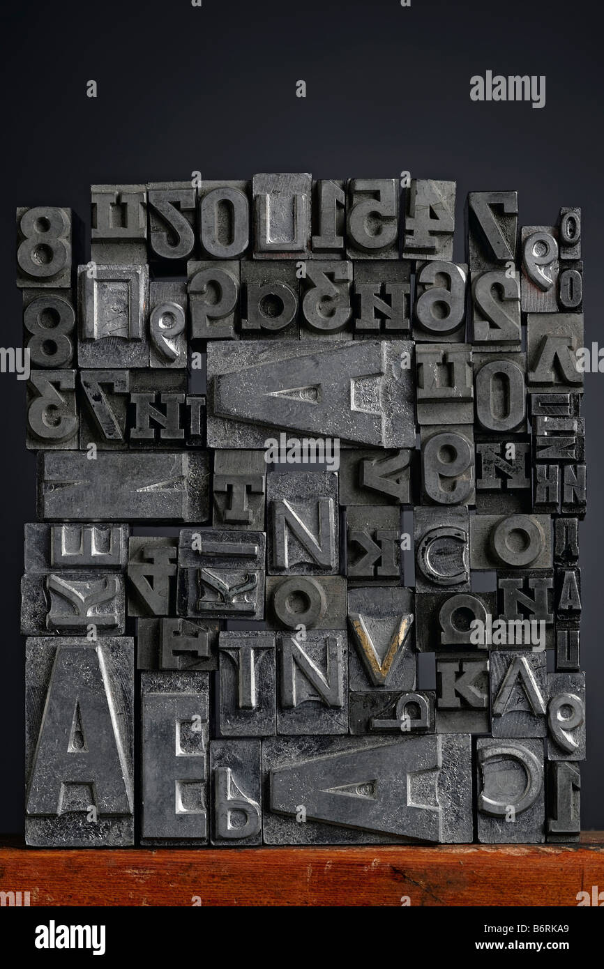 vintage printers lead letters Stock Photo - Alamy