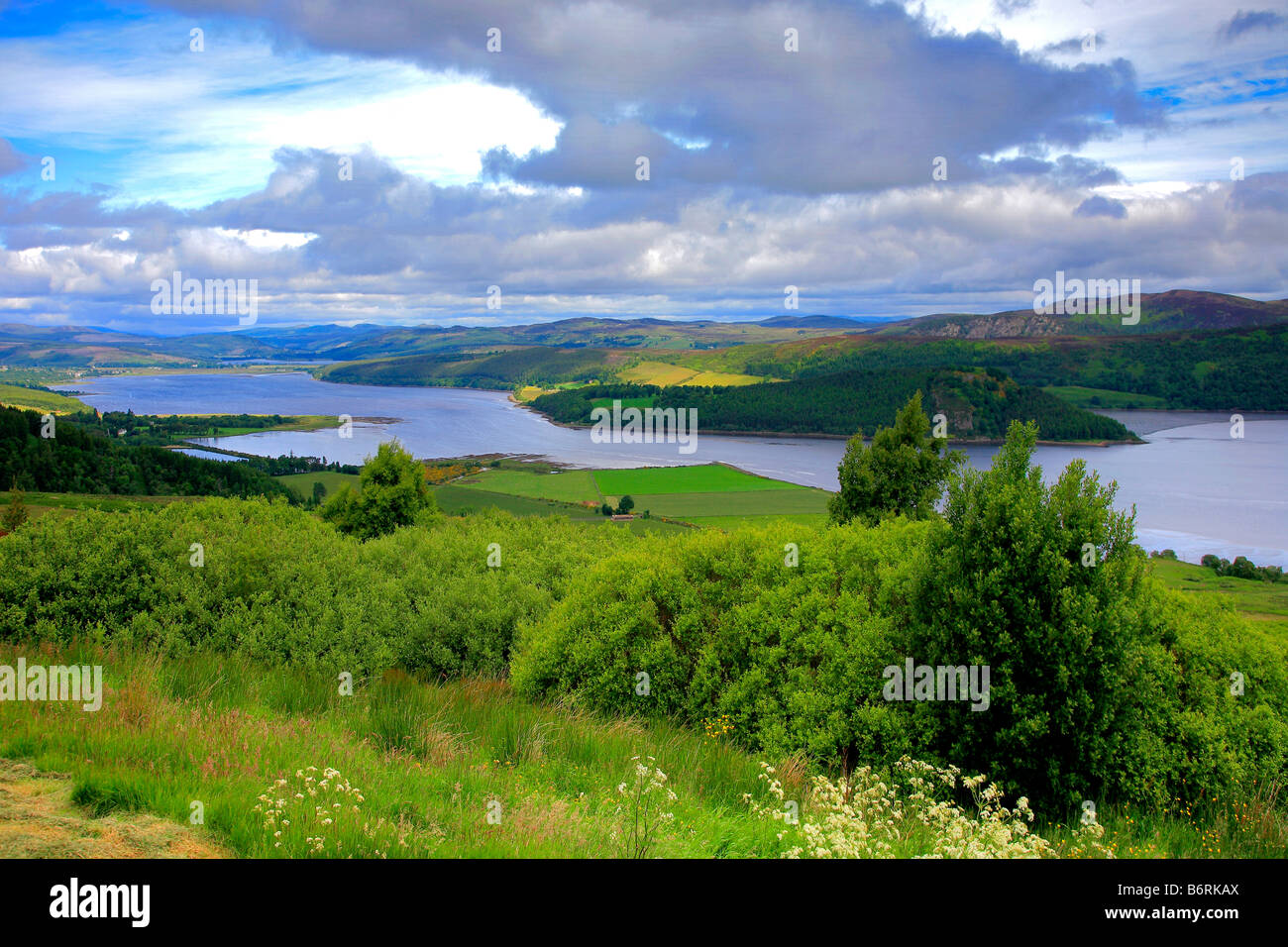 Landscape Summer view over Dornoch Firth from Struie to Bonnar Bridge ...