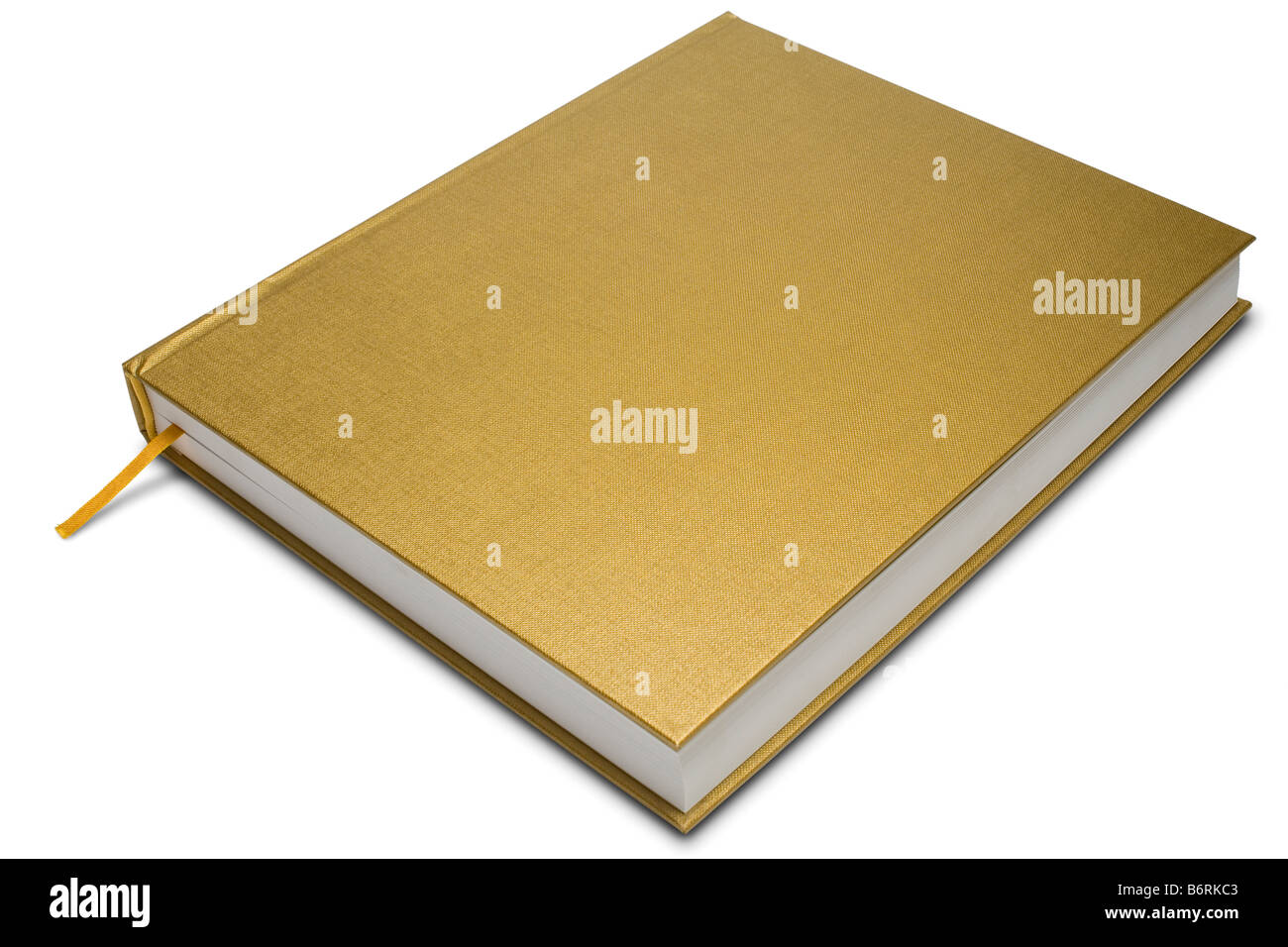 a golden cover hardcover book on white with clipping path Stock Photo ...