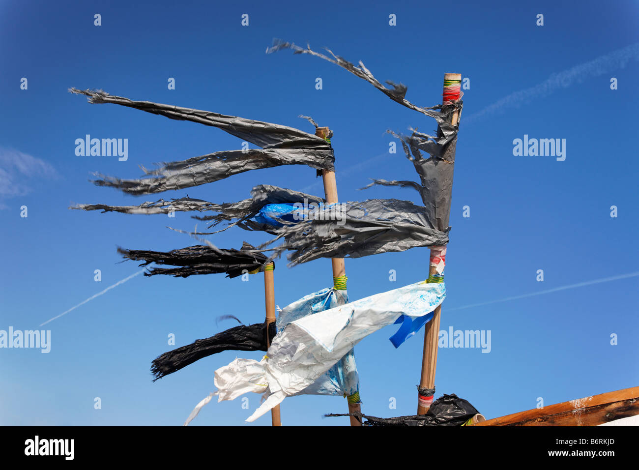 Shredded material used as markers on a fishing boat Stock Photo - Alamy