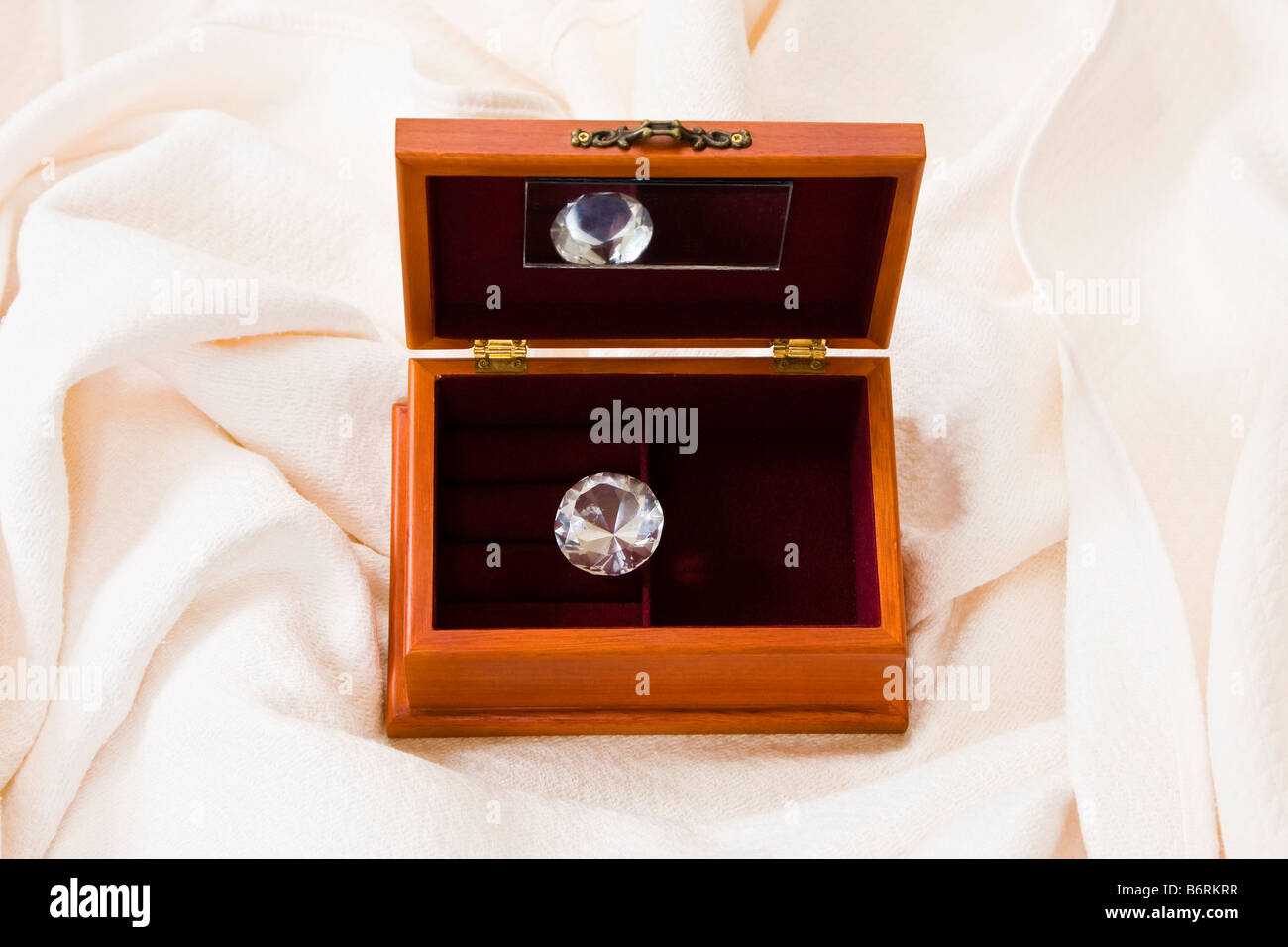 Huge diamond presented in wooden chest Stock Photo - Alamy