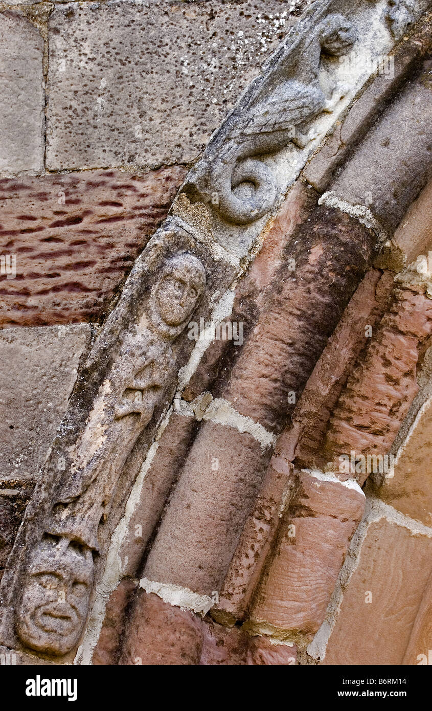 Portico of Santa Maria de Eunate romanesque church Navarre Spain Stock ...