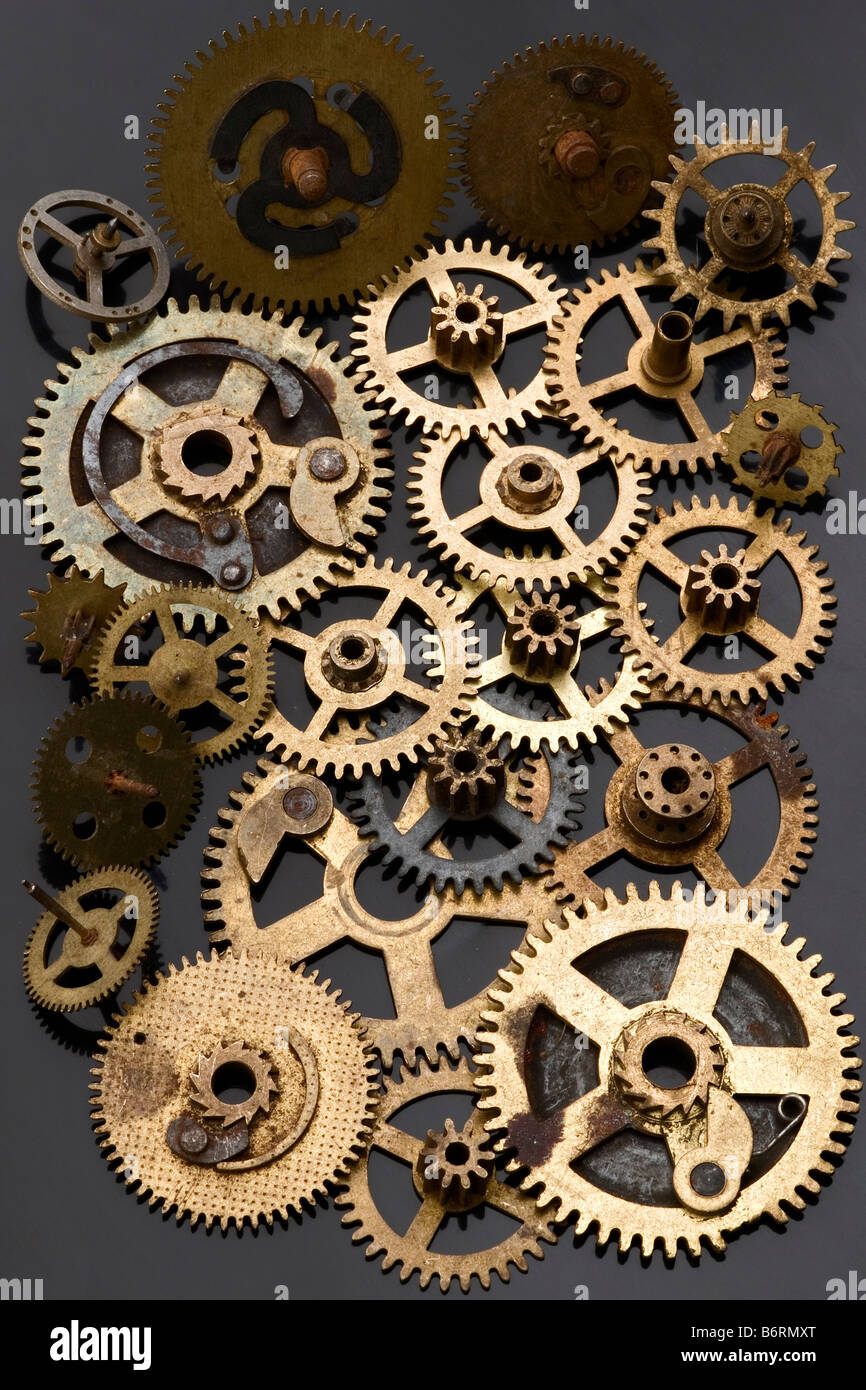 sattered clock gears Stock Photo - Alamy