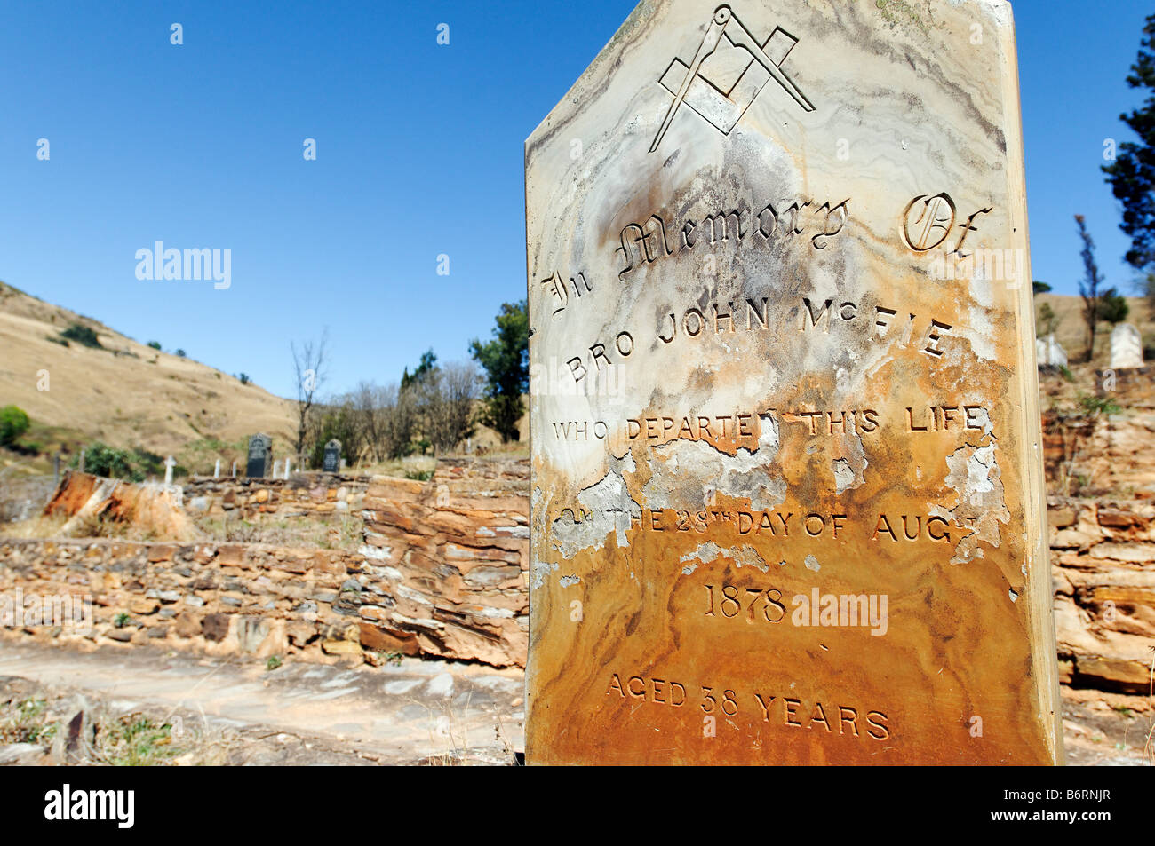 Cemetery at the former gold mining town Pilgrim's Rest Stock Photo - Alamy