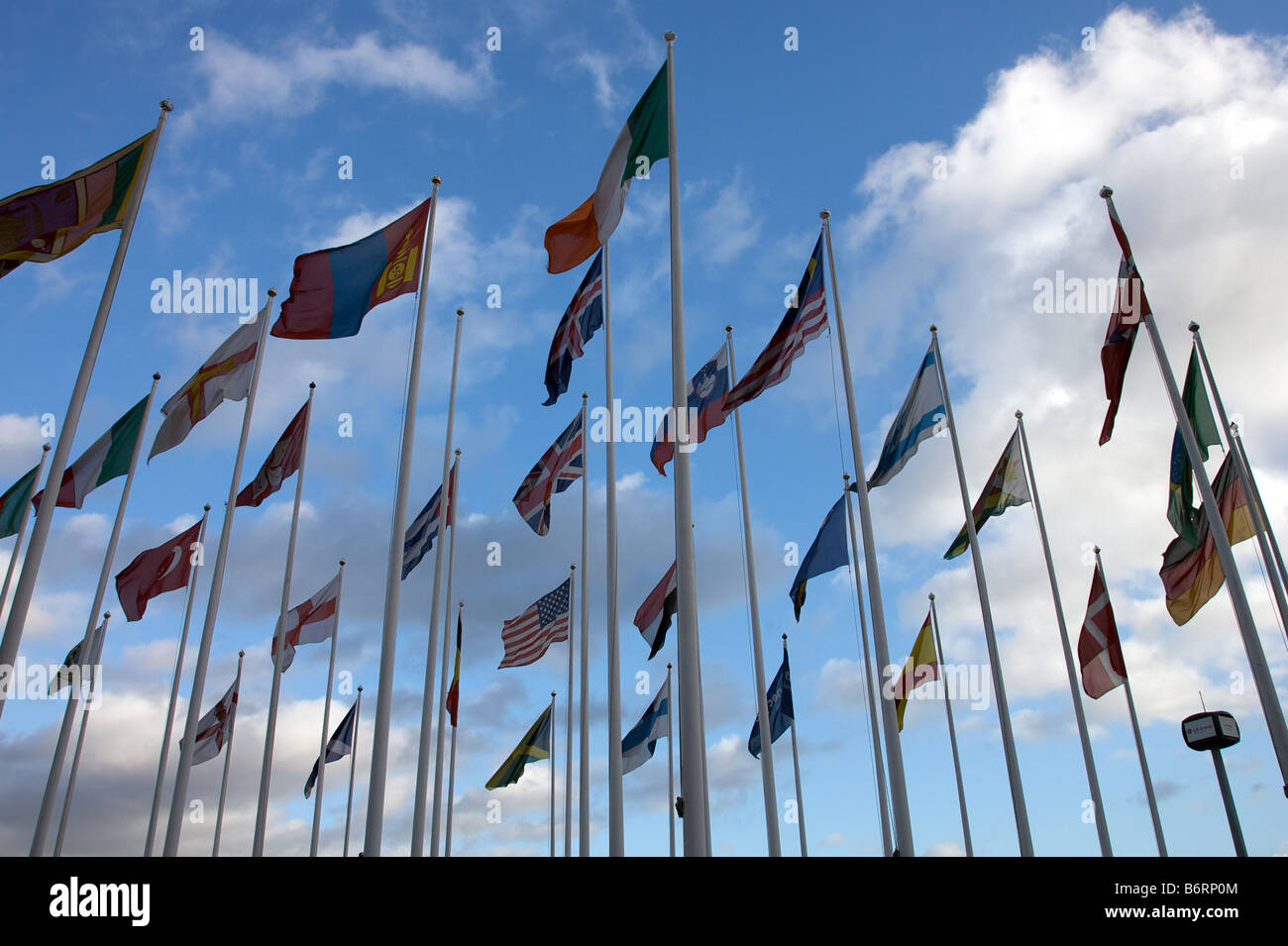 Flags blowing in the wind Stock Photo - Alamy