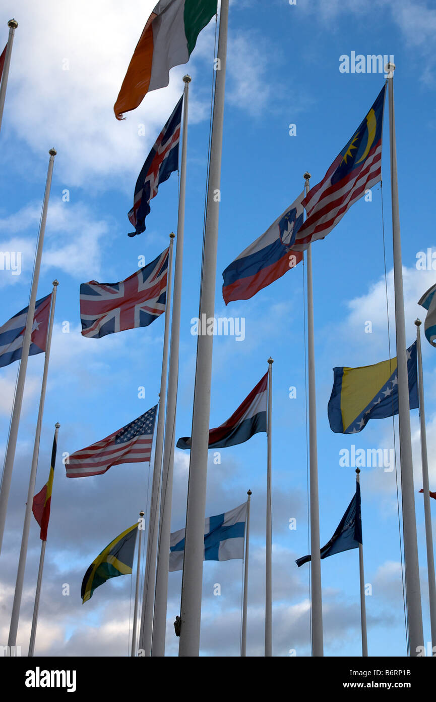Flags blowing in the wind Stock Photo - Alamy