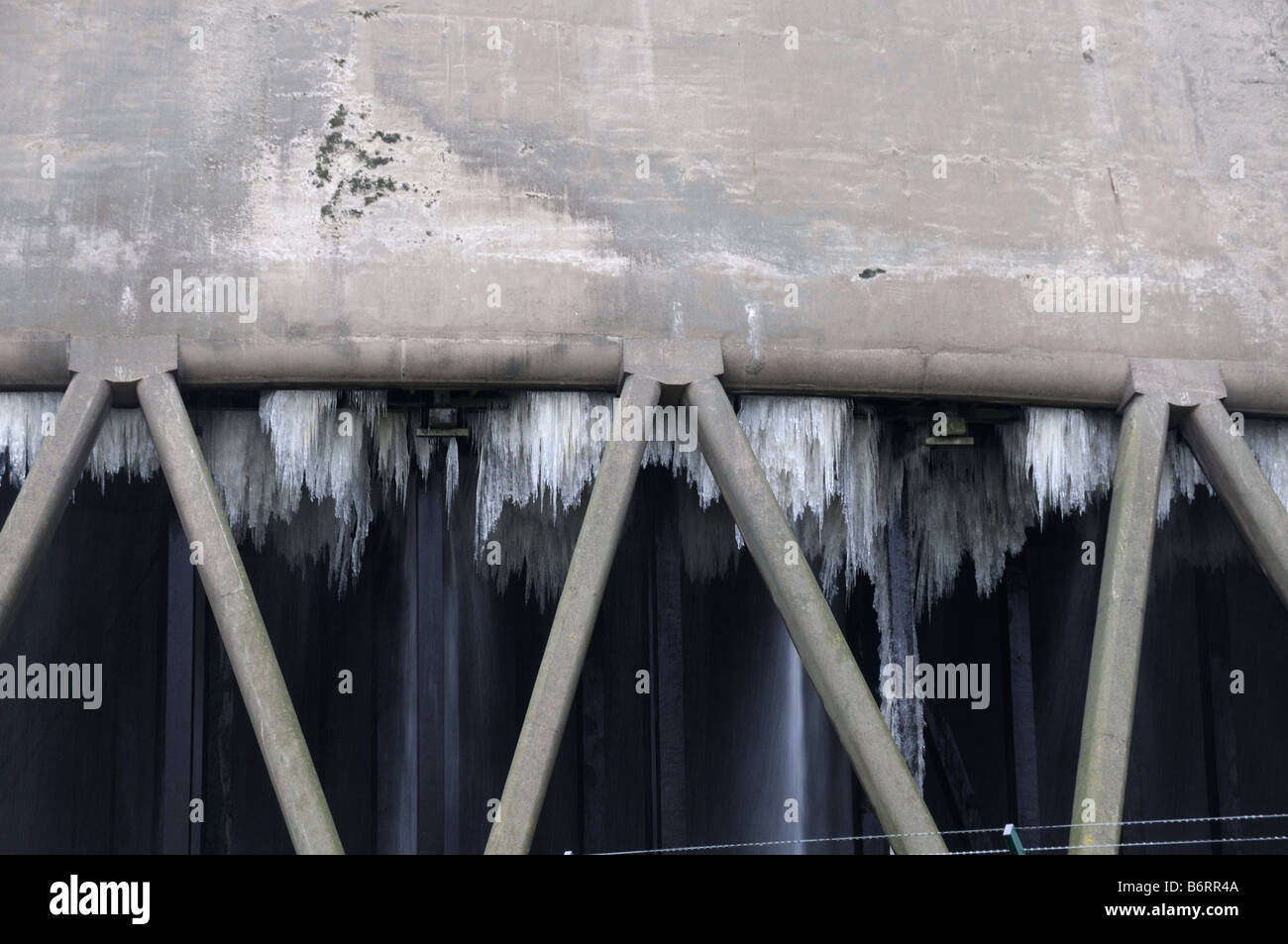 Ice at the base of Power Station Cooling Tower Stock Photo - Alamy