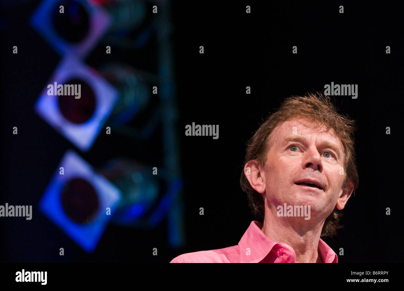 Michael Wood historian speaking on stage at Hay Festival 2008 Hay on ...