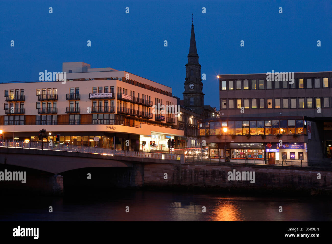 Inverness Ness Bridge Ness River riverbank Ness Bank Highland Scotland ...