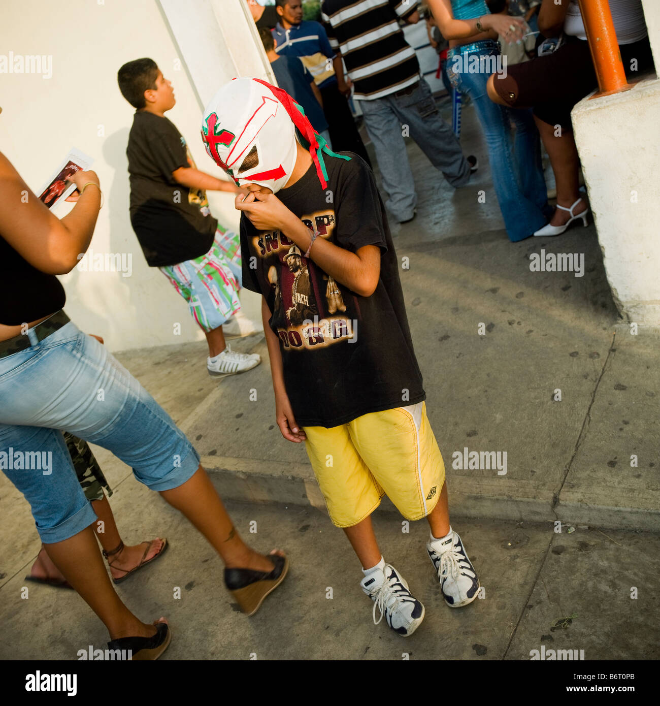 lucha libre mexican wrestling young fan with mask Stock Photo - Alamy