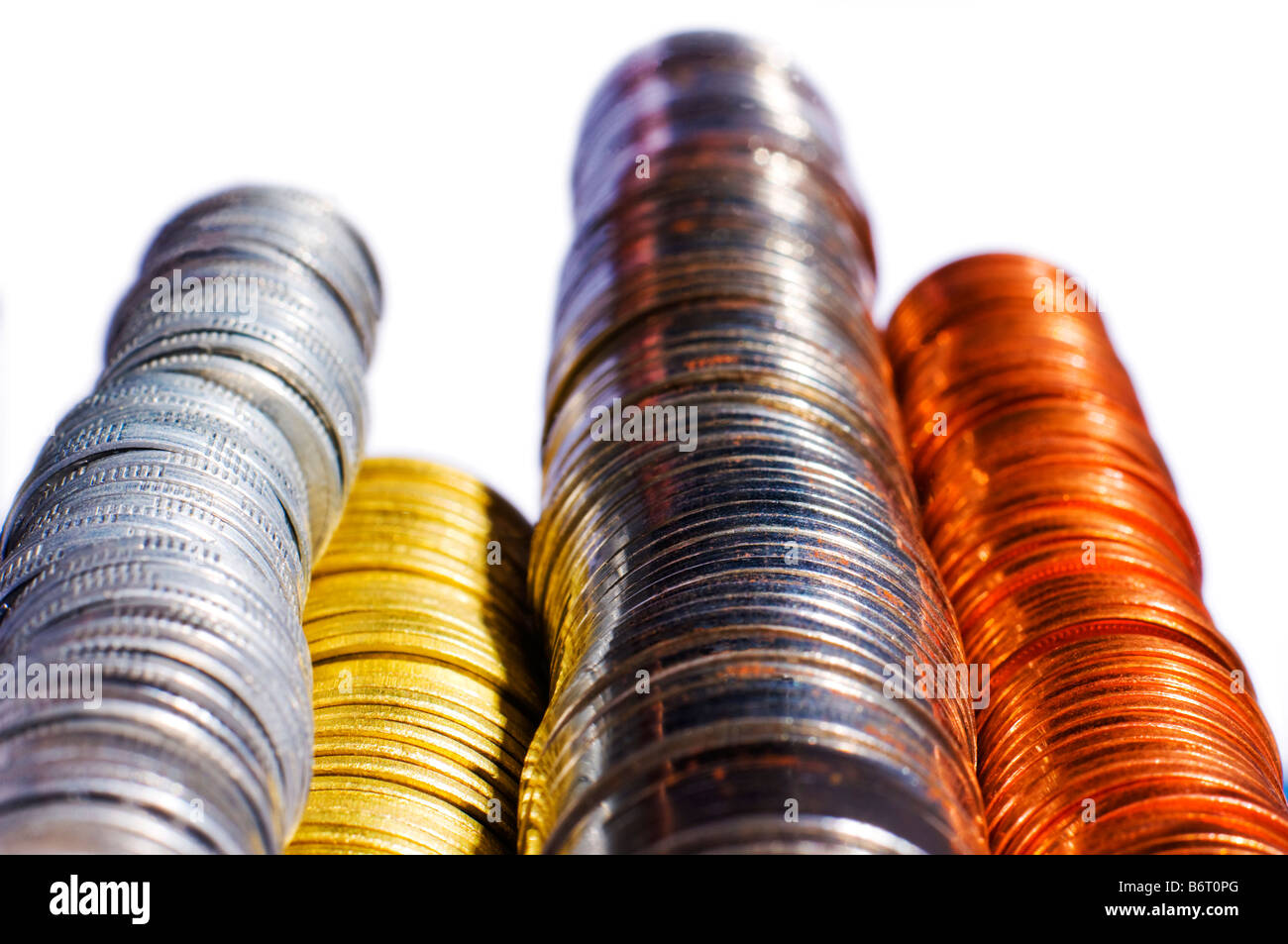 Piles of Coins Stock Photo - Alamy