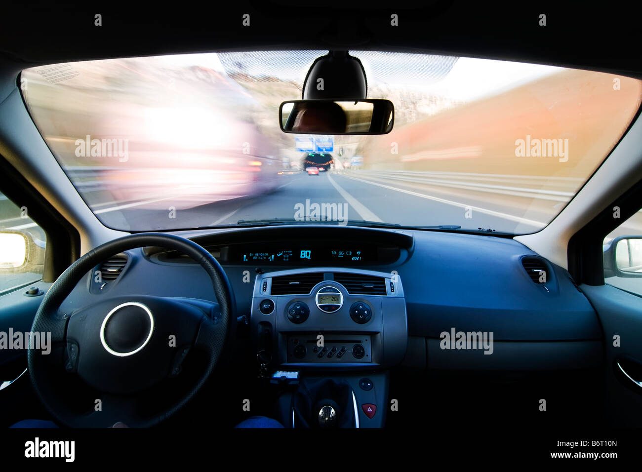 Inside car view at high speed Stock Photo - Alamy