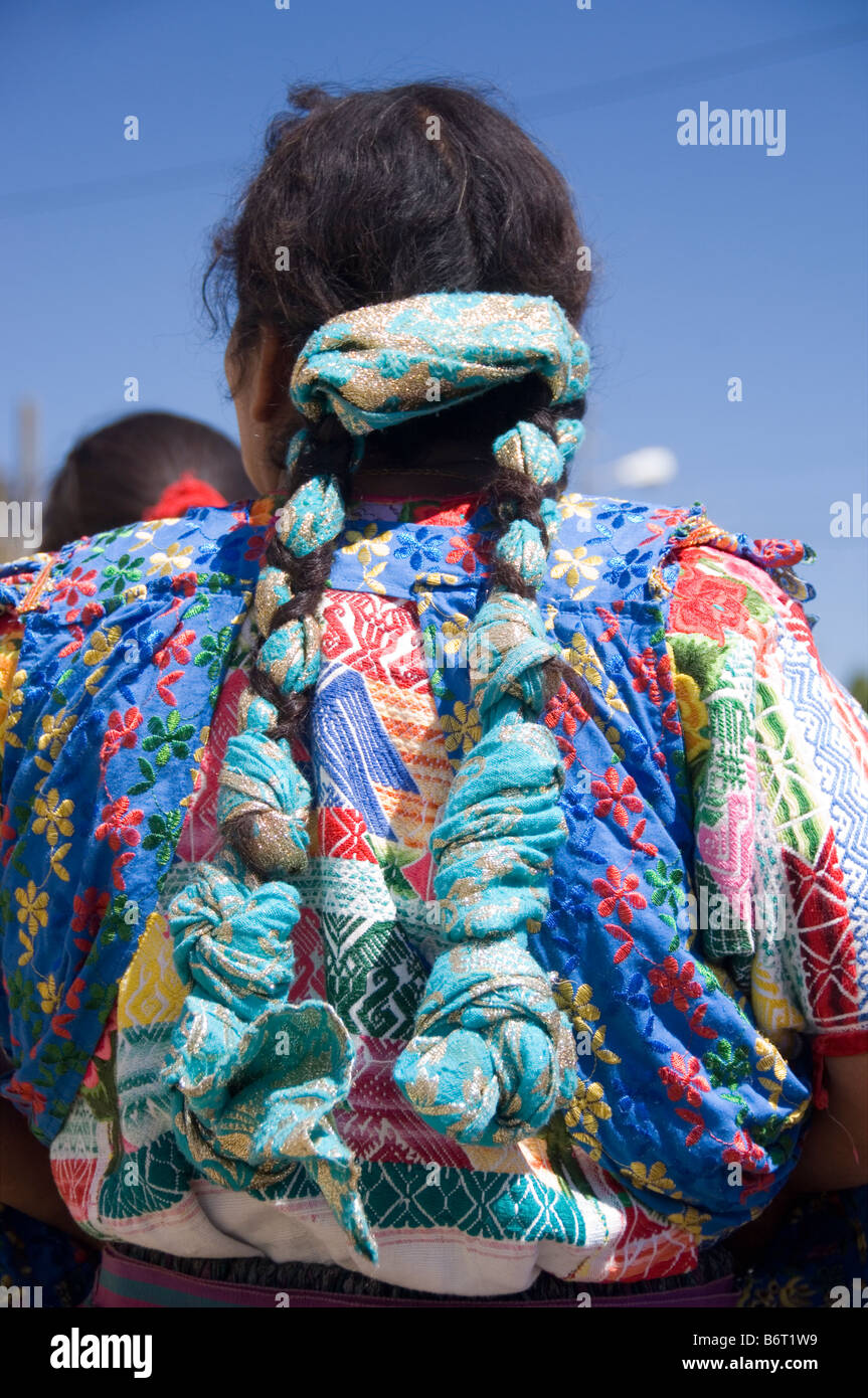 Guatemala. Woman with colourful clothes and braided hair on november ...