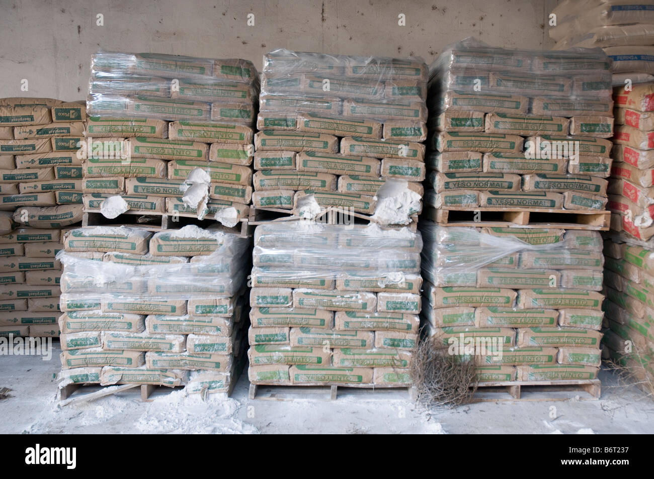 plaster bags in pallets used in compost industry to control pH Stock ...