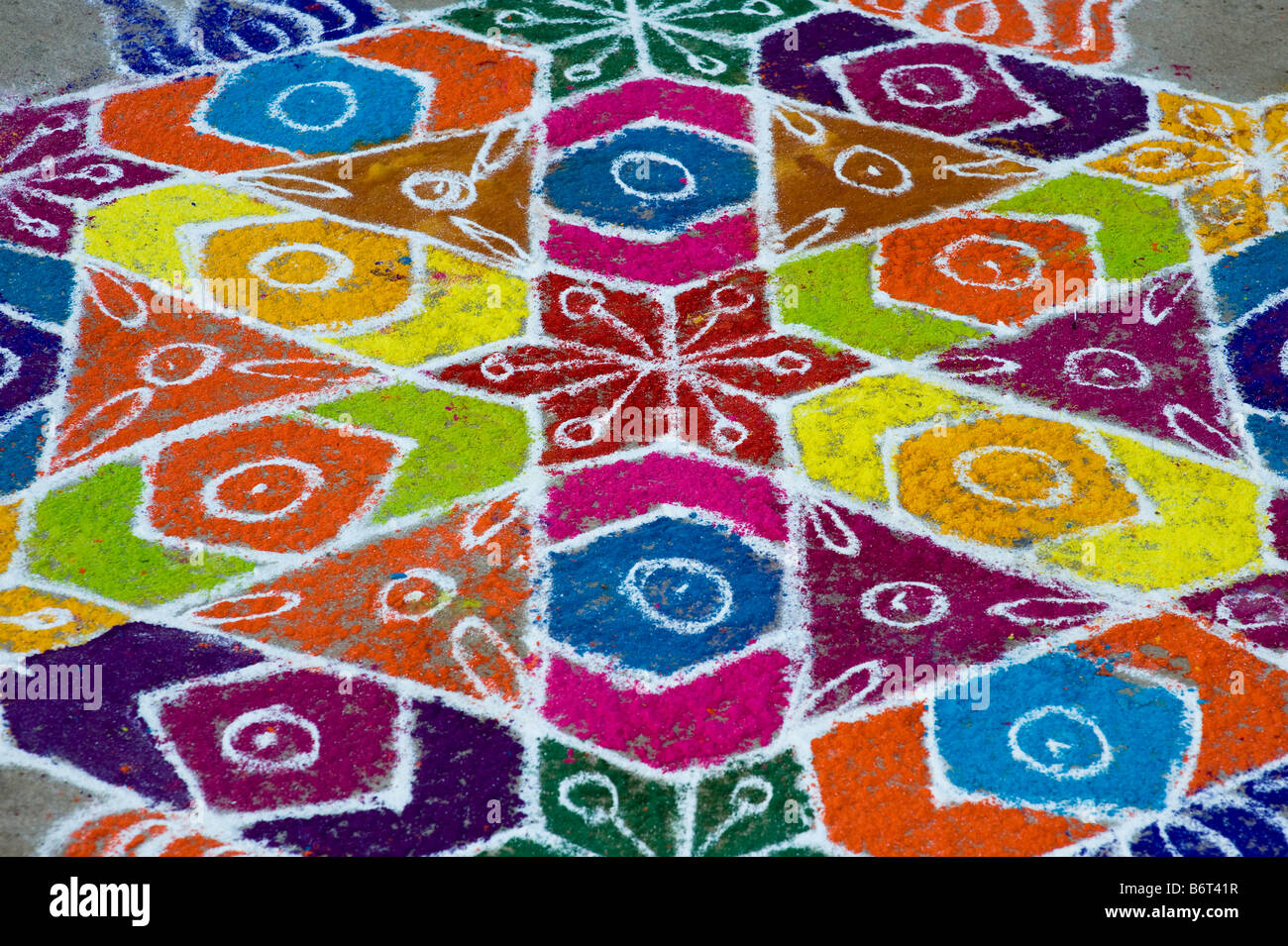 Rangoli design in an Indian street during the festival of sankranthi ...