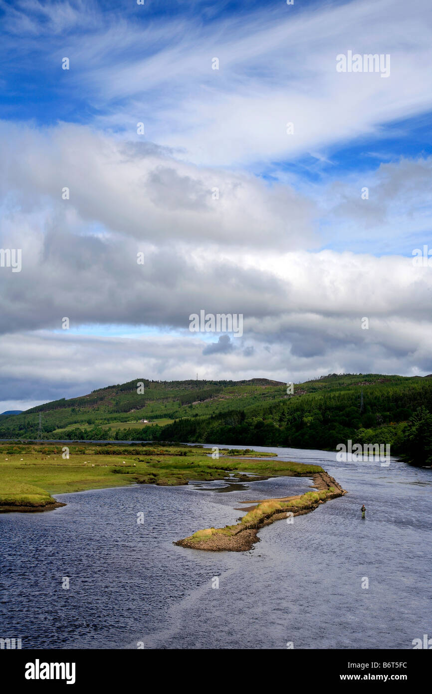Landscape Summer view over Dornoch Firth from Bonnar Bridge Sutherland ...