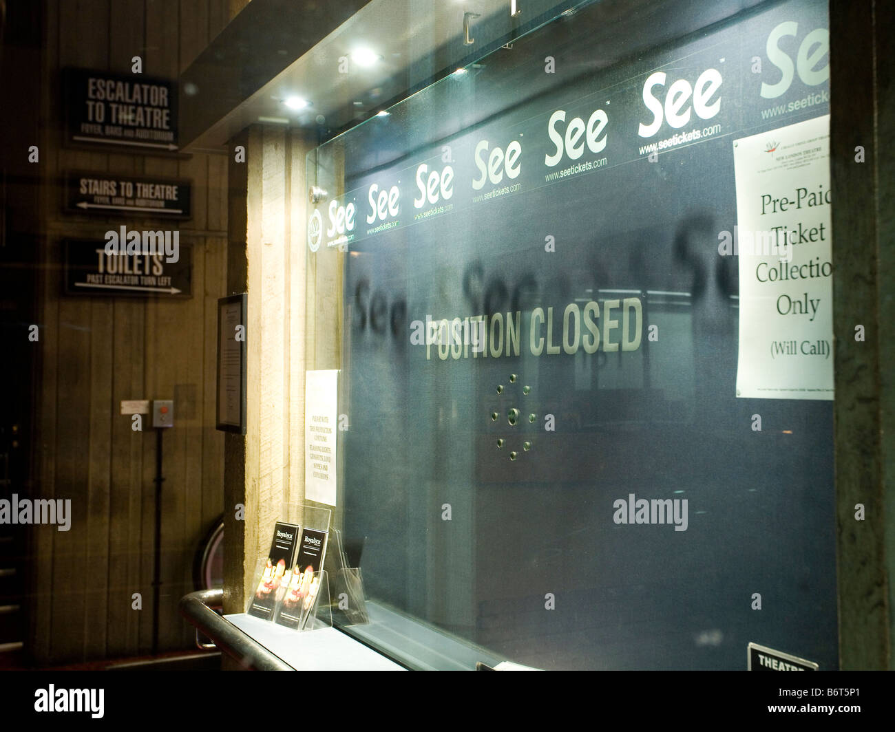 A Closed Ticket office at The New London Theatre Drury Lane London ...